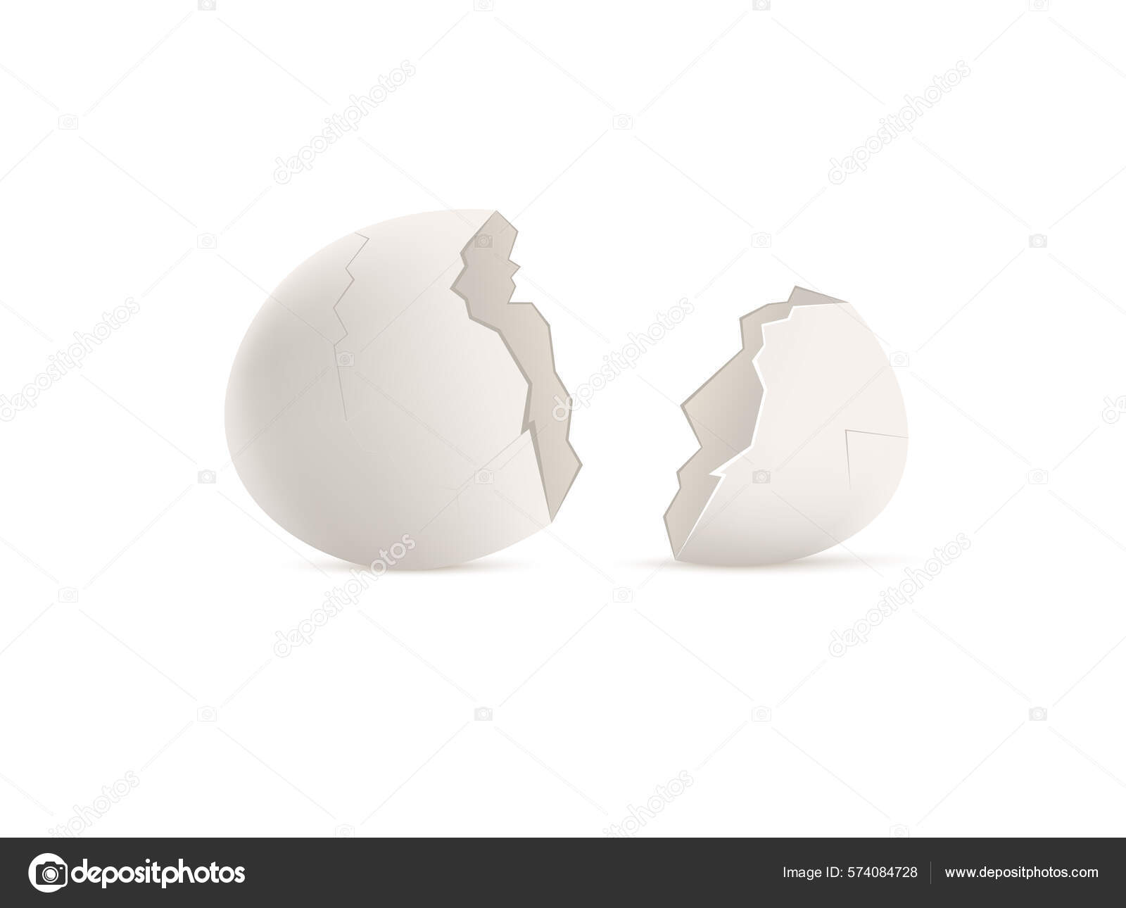 Broken Empty Eggshell Template Realistic Vector Illustration Isolated White Background Stock ...