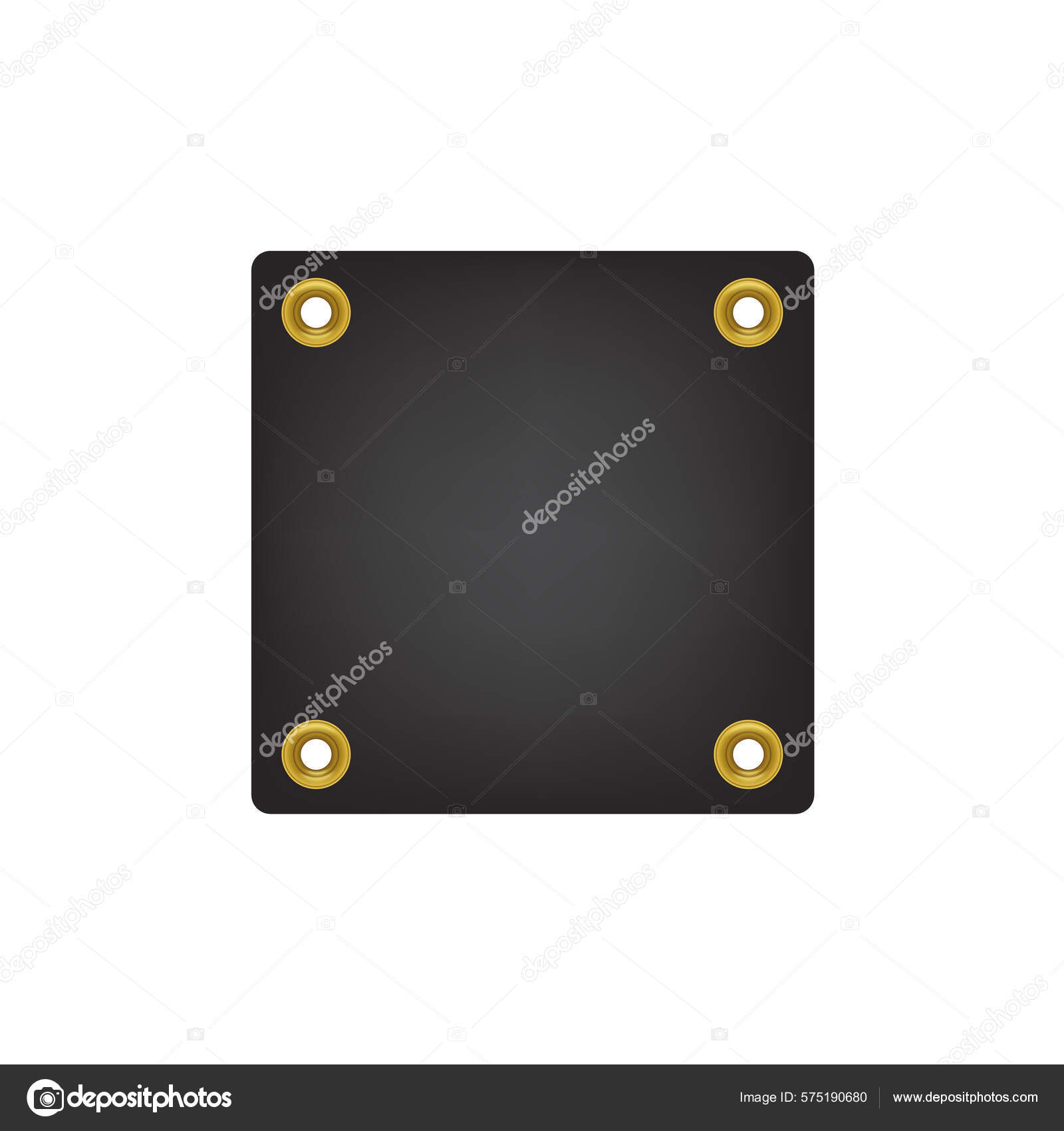 Square Black Tag Price Label Metallic Eyelets Template Realistic Vector ...