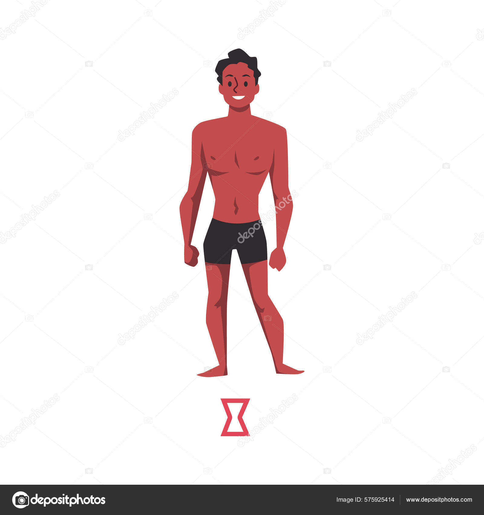 Human Male Body Type Hourglass Shape Flat Vector Illustration Isolated ...