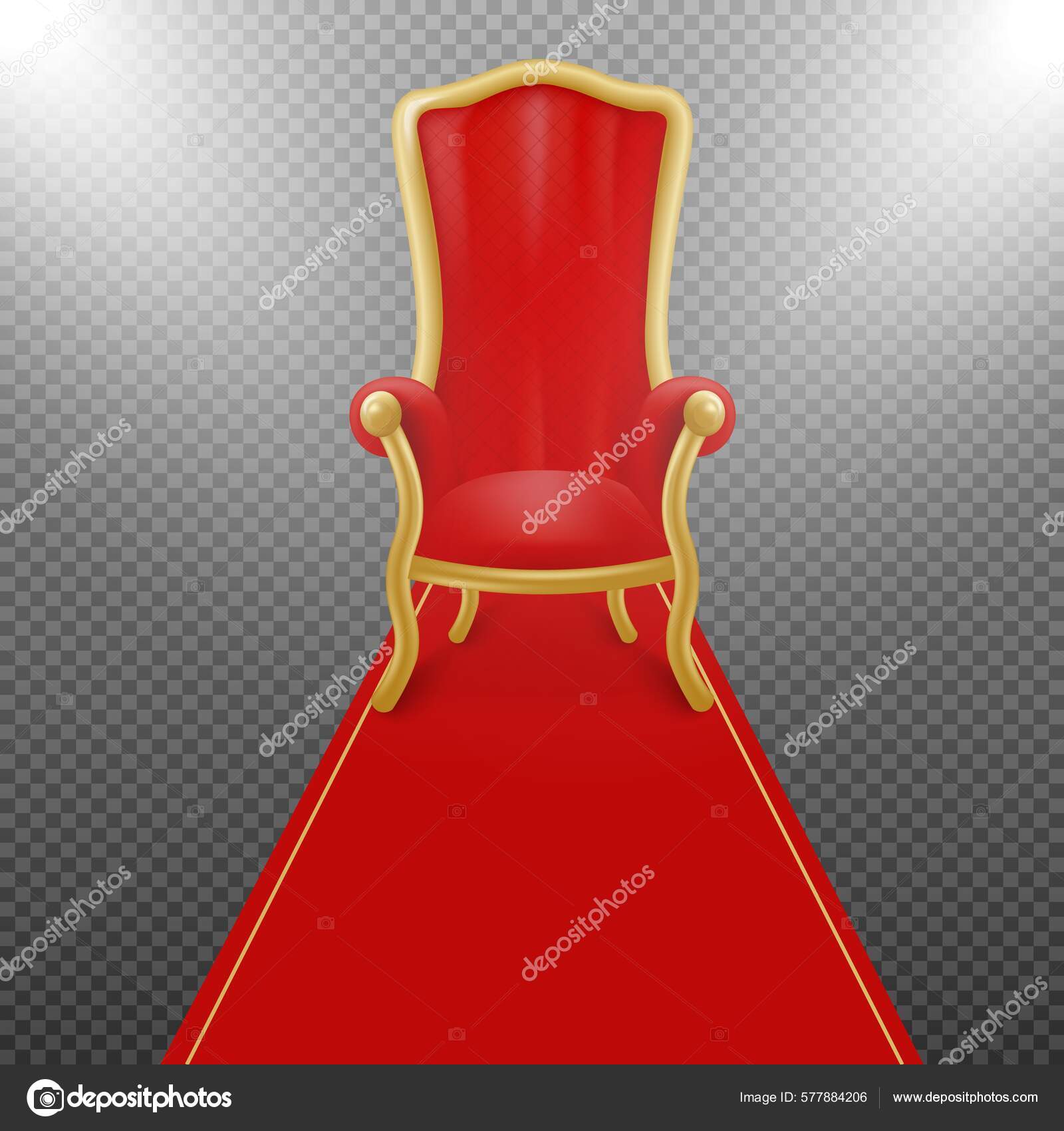 Image vectorielle Trône Luxe Avec Tapis Rouge Sous Les Projecteurs ...