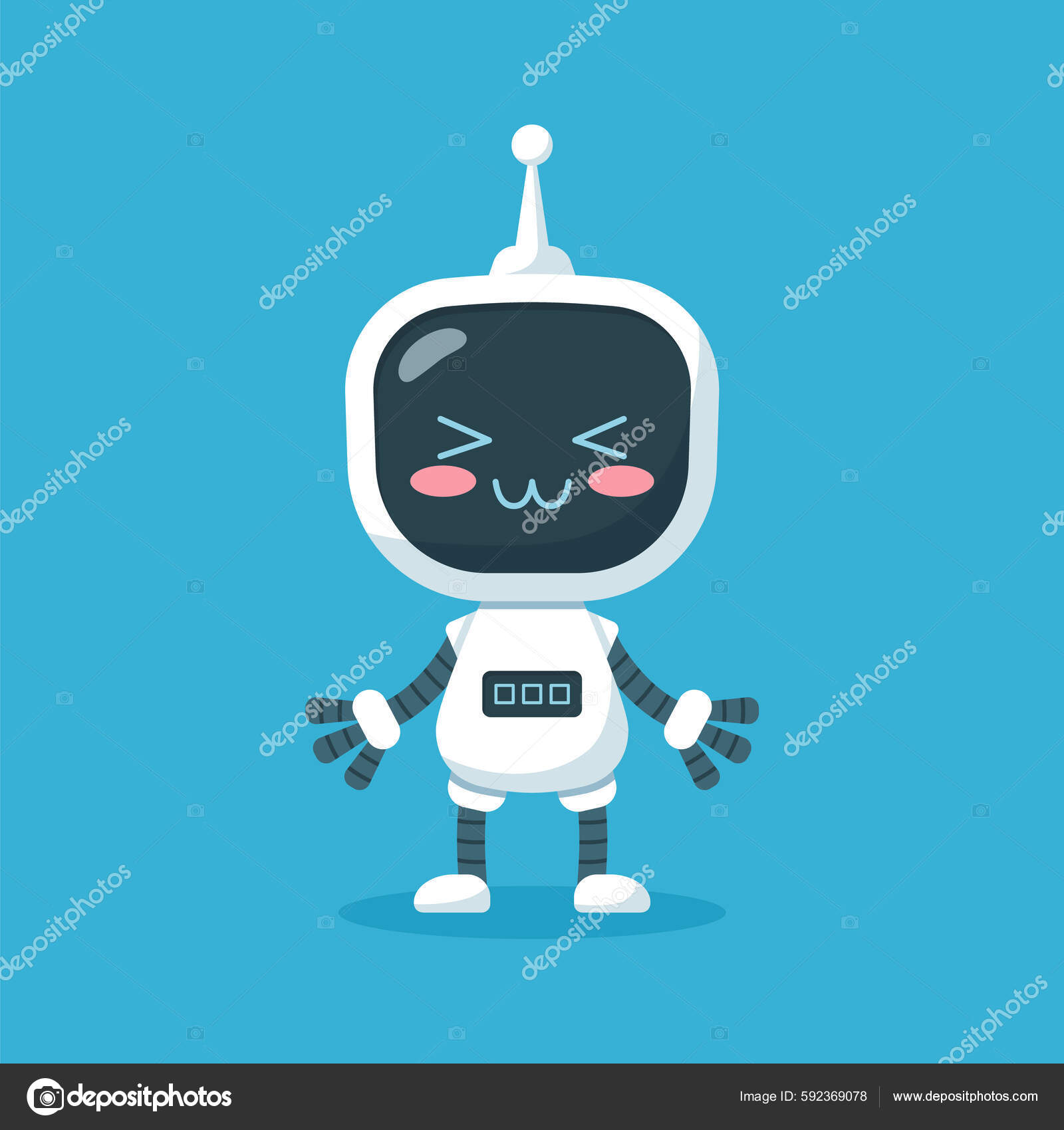 Cute Cartoon Character Robot Android Flat Vector Illustration Isolated ...