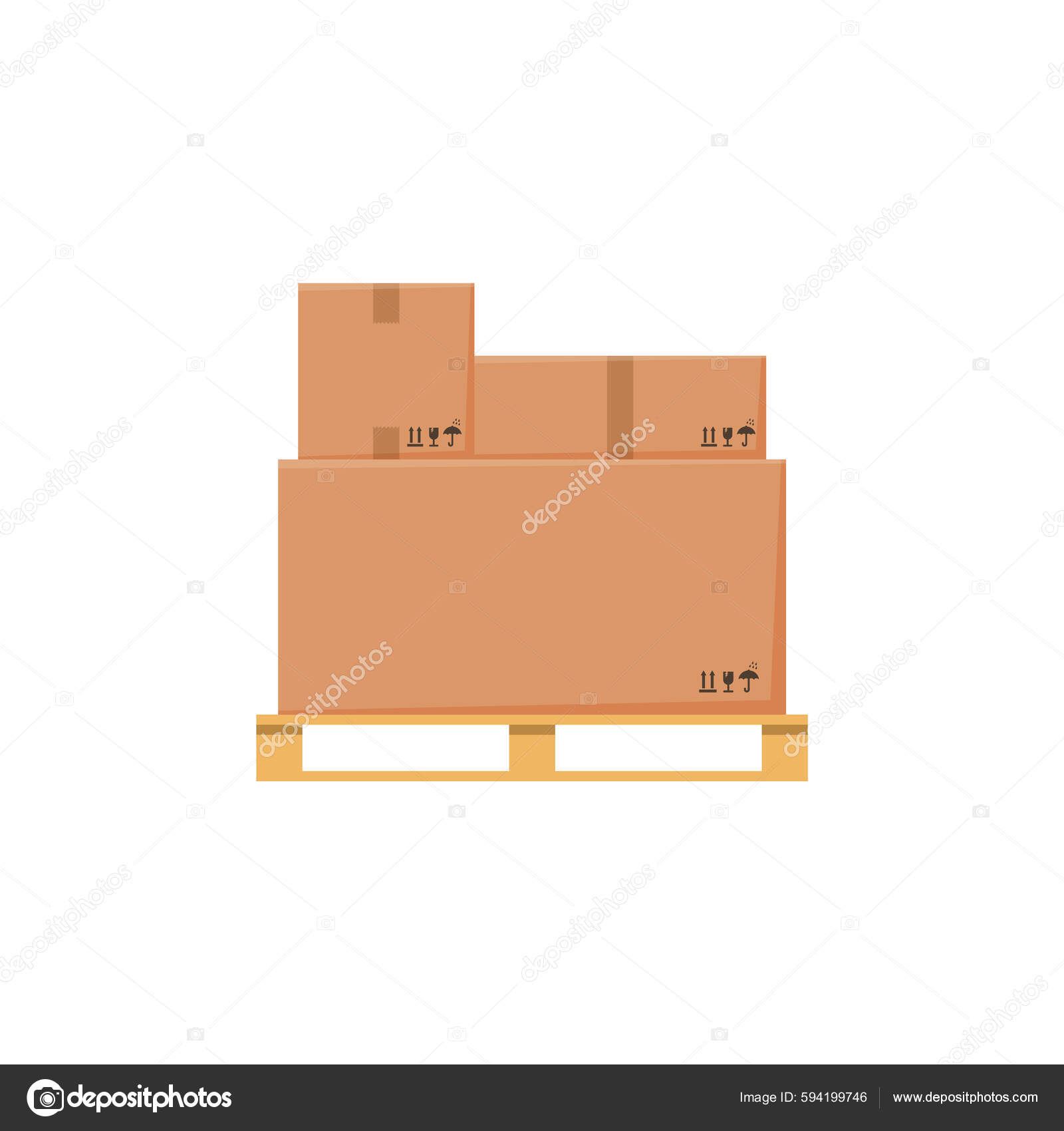 Boxes Stacked Wooden Pallet Flat Cartoon Vector Illustration Isolated ...