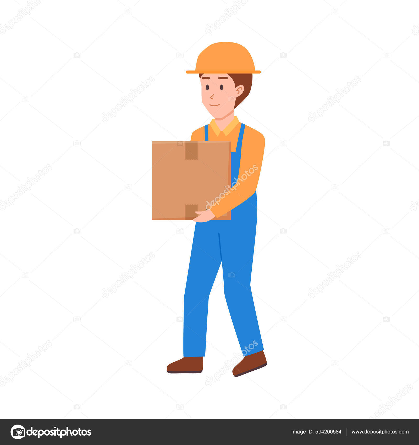 Man Working Warehouse Carrying Box Flat Cartoon Vector Illustration ...