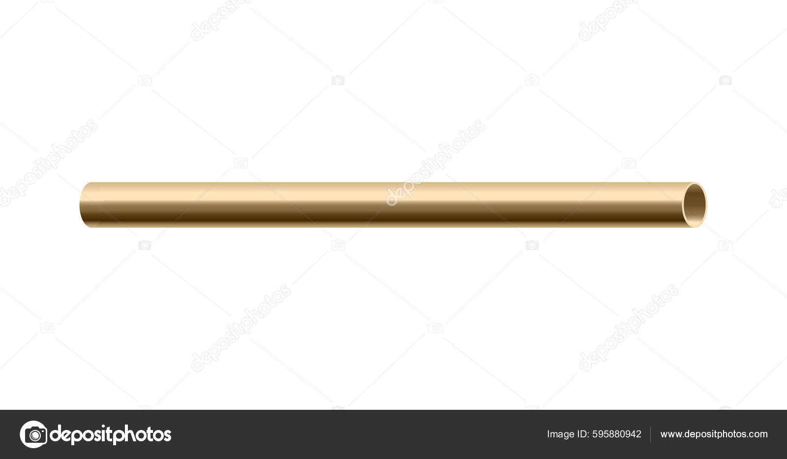 Brass Hollow Pipe Plumbing Building Structures Realistic Mockup Vector ...