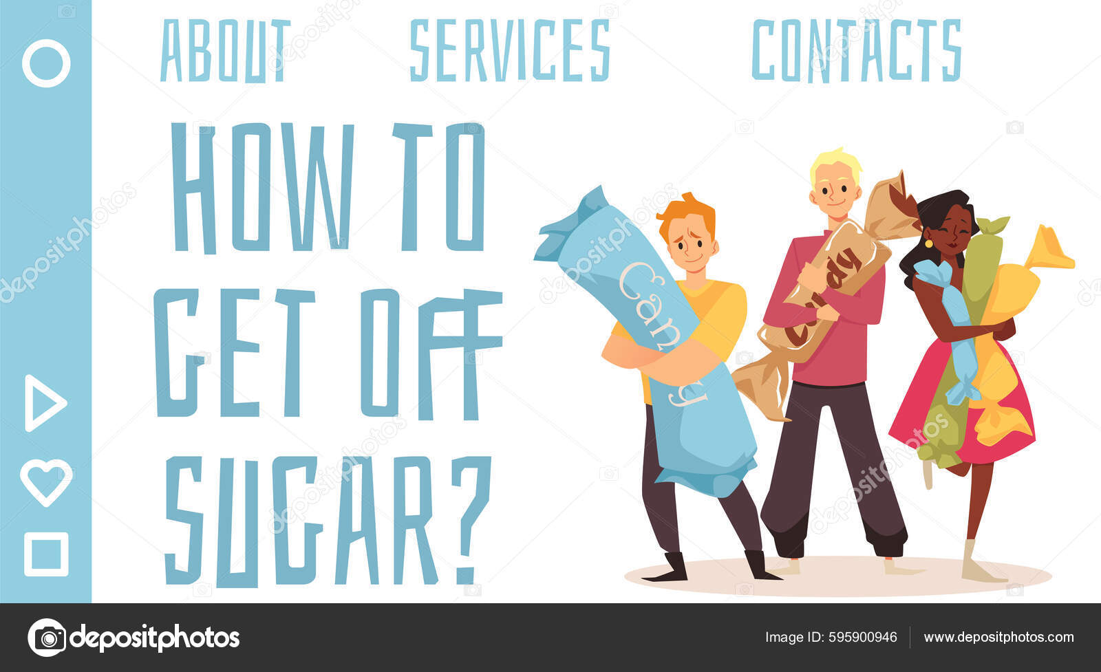 Get Sugar Addiction Concept Web Banner People Holding Huge Sweets Vetor ...