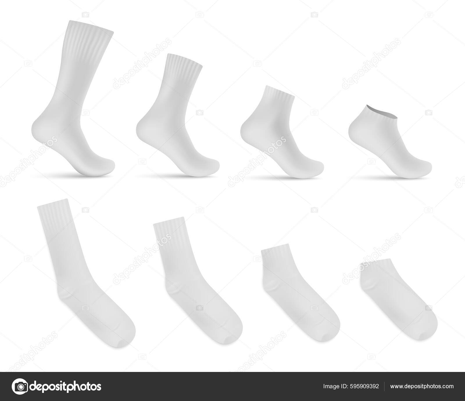 Socks Templates Empty Invisible Leg Realistic Vector Illustration ...