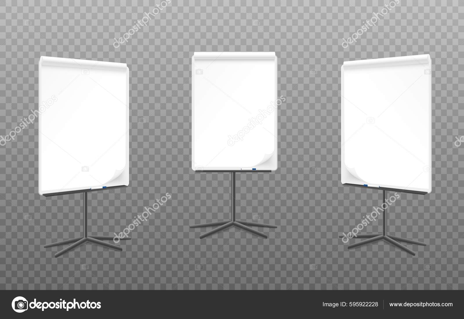 Flipchart Mockup Set Different Angles Realistic Vector Illustration ...
