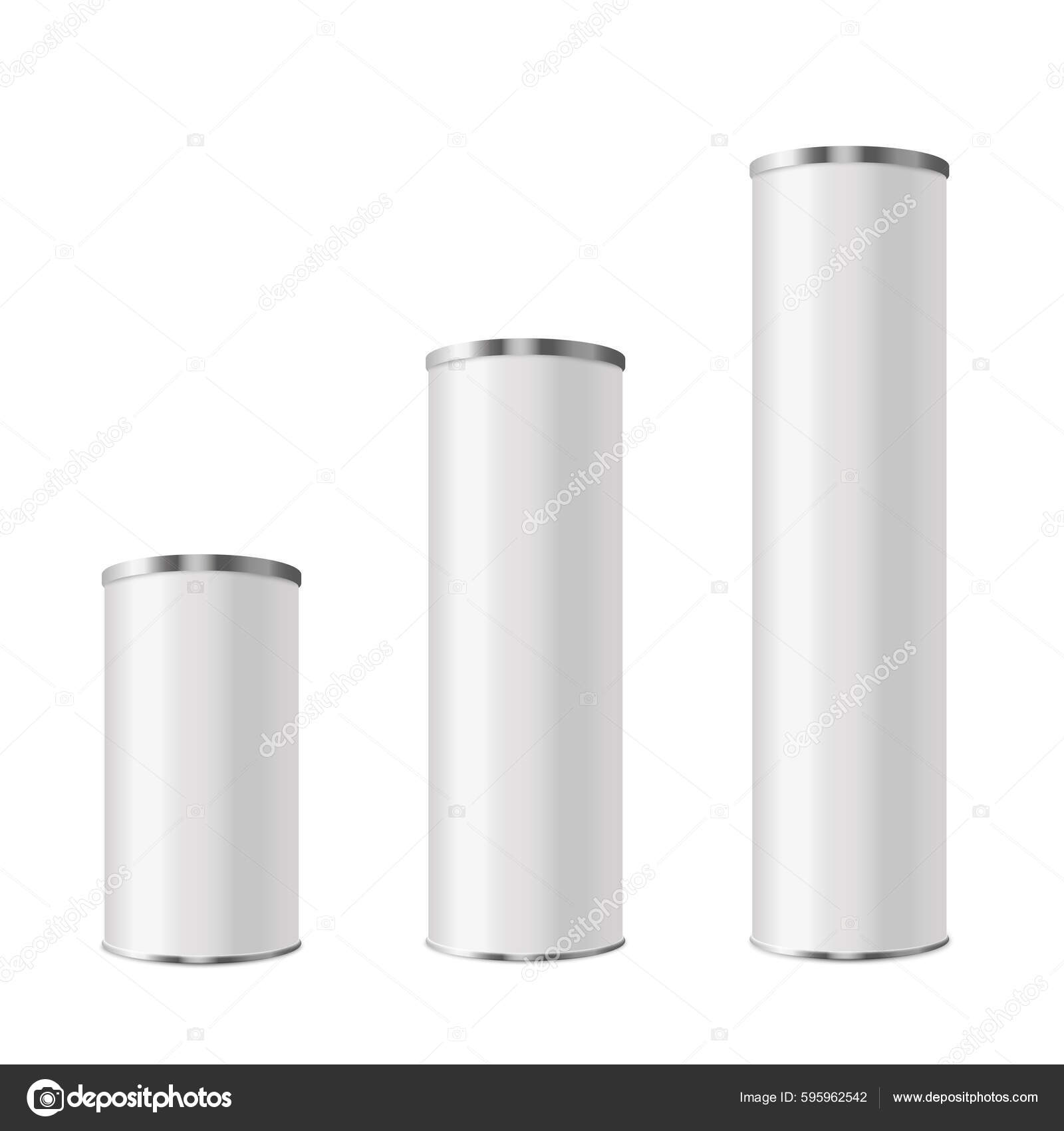 Cylindrical Tubes Different Sizes Lid Realistic Vector Illustration ...