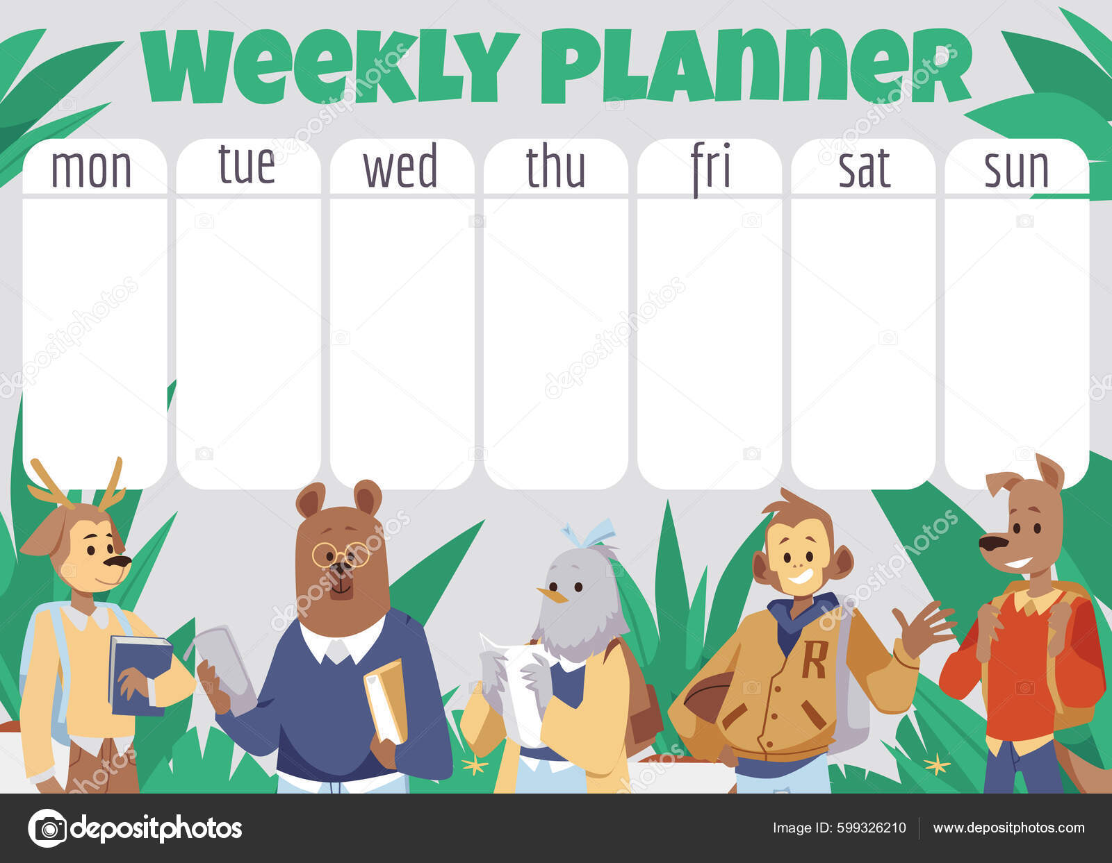 Weekly Planner School College Template Students Week Schedule Lessons ...