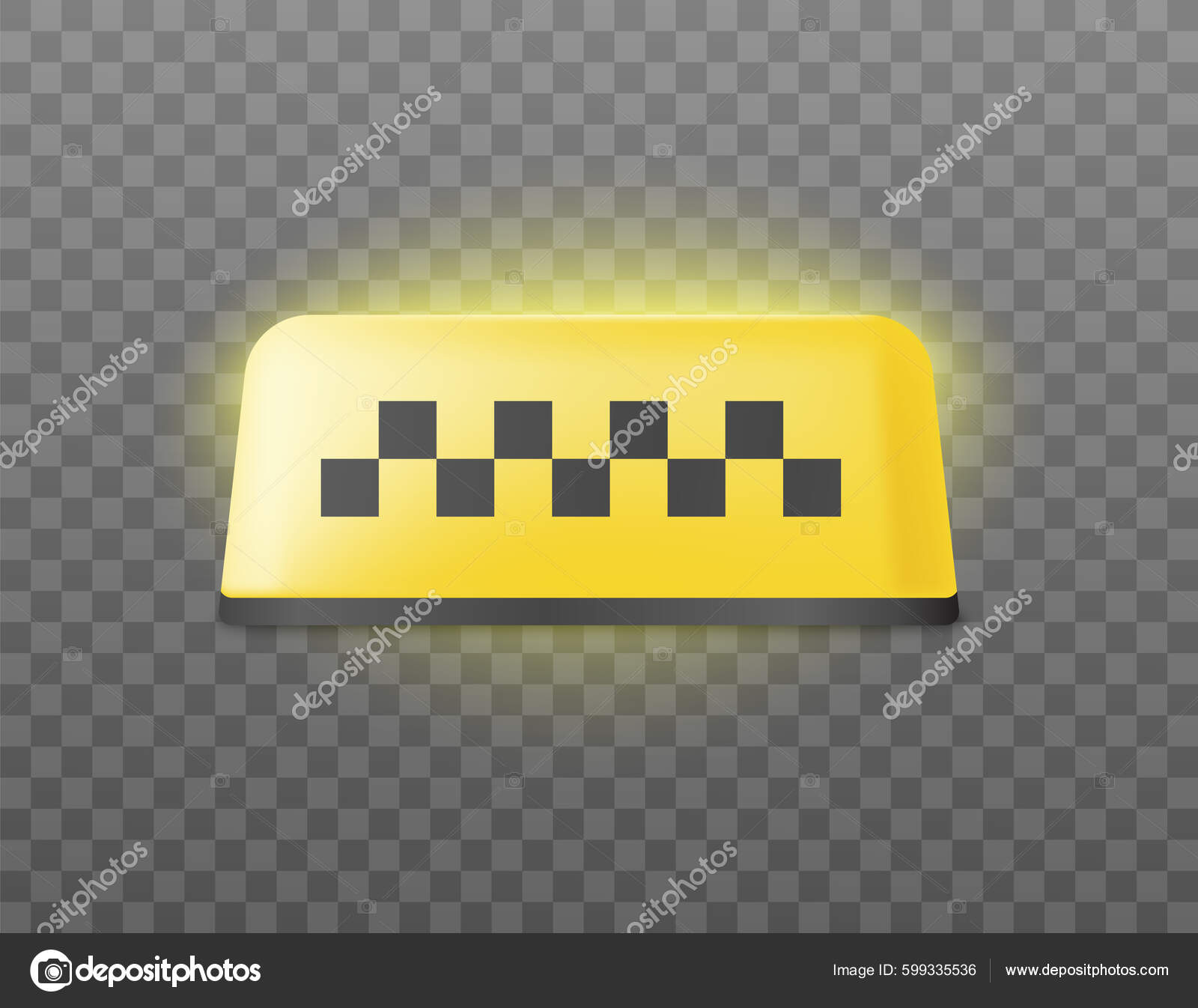 Realistic Yellow Taxi Top Sign Vector Illustration Isolated Transparent ...