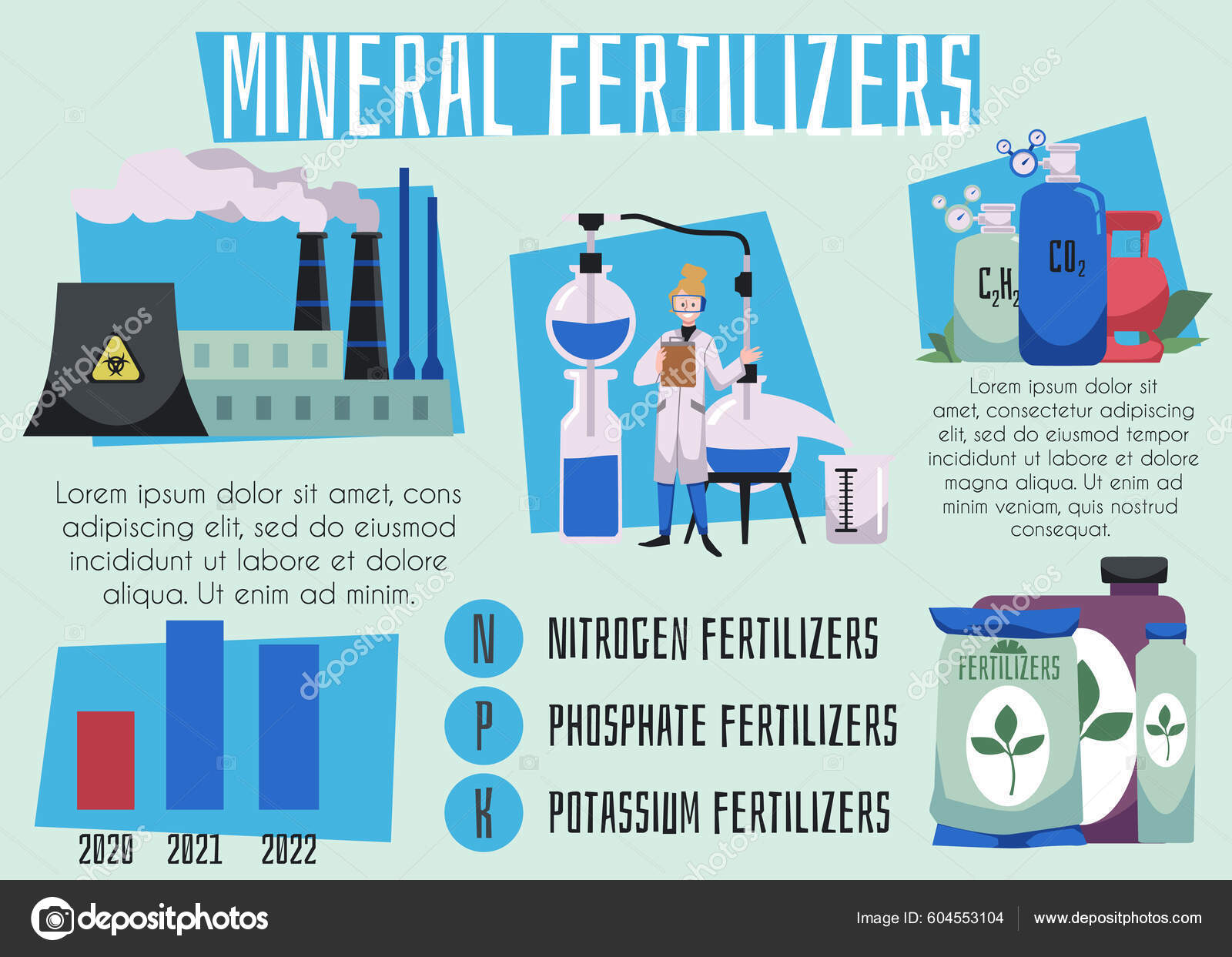 Banner Mineral Fertilizers Flat Style Vector Illustration Isolated ...