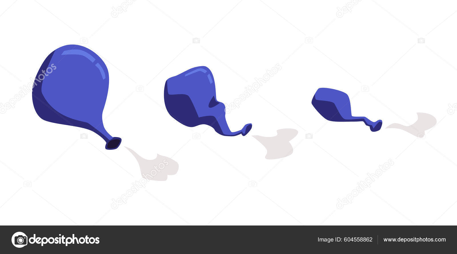 Process Rubber Balloon Deflation Flat Vector Illustration Isolated ...