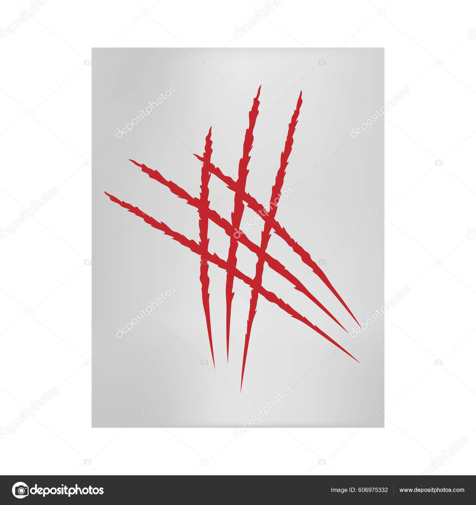 Gray Shape Red Bloody Crossed Claws Scratches Flat Style Vector Stock ...