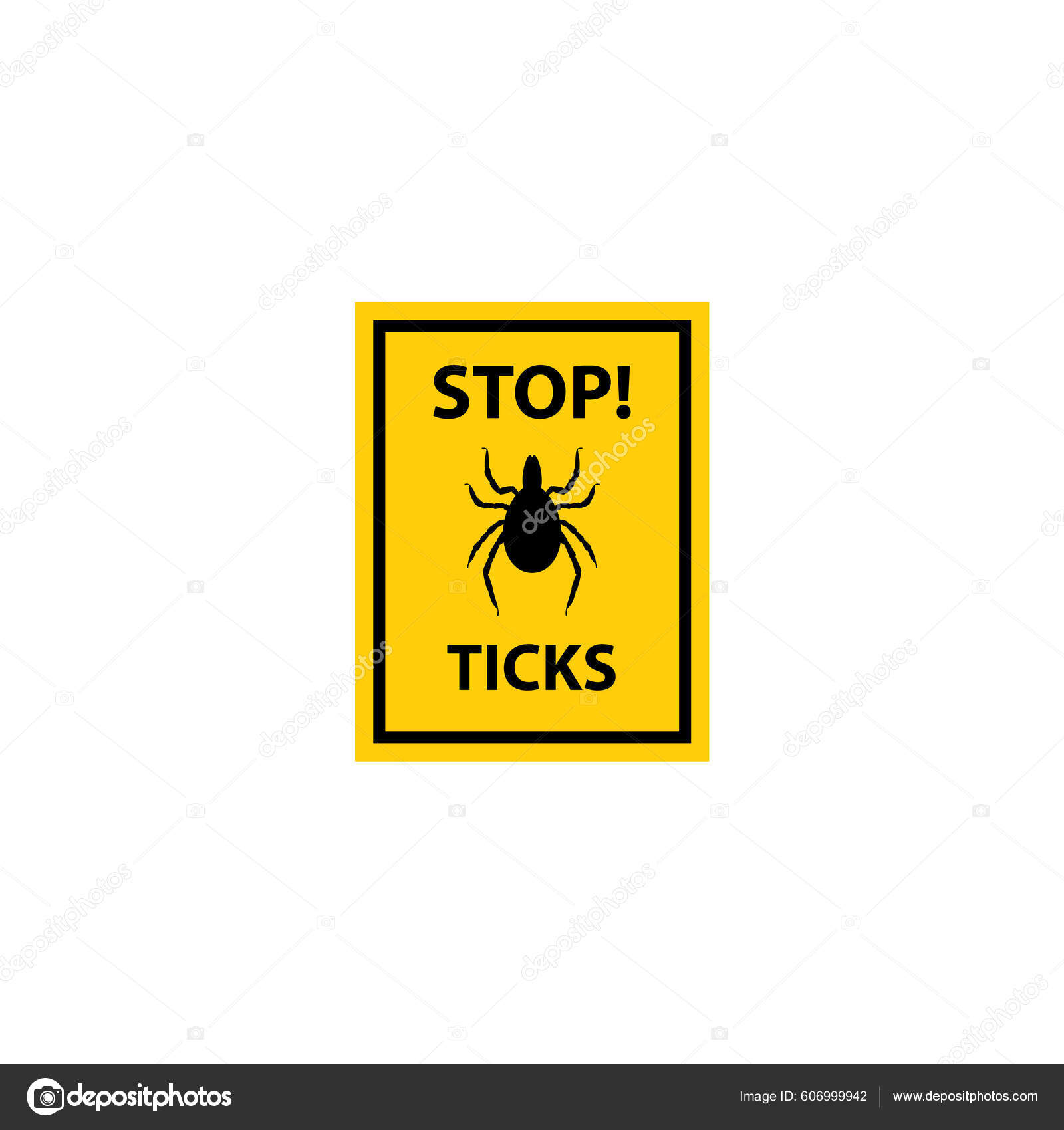 Stop Ticks Insects Warning Sign Design Rectangular Frame Encephalitis ...