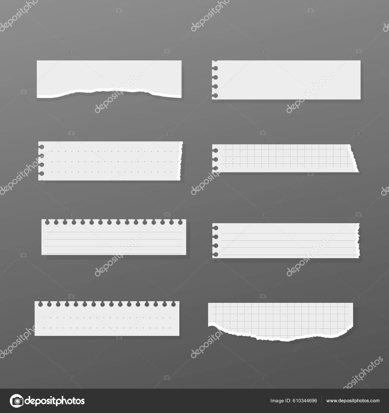Notebook Piece Papers Torn Edges Realistic Vector Illustration Isolated ...