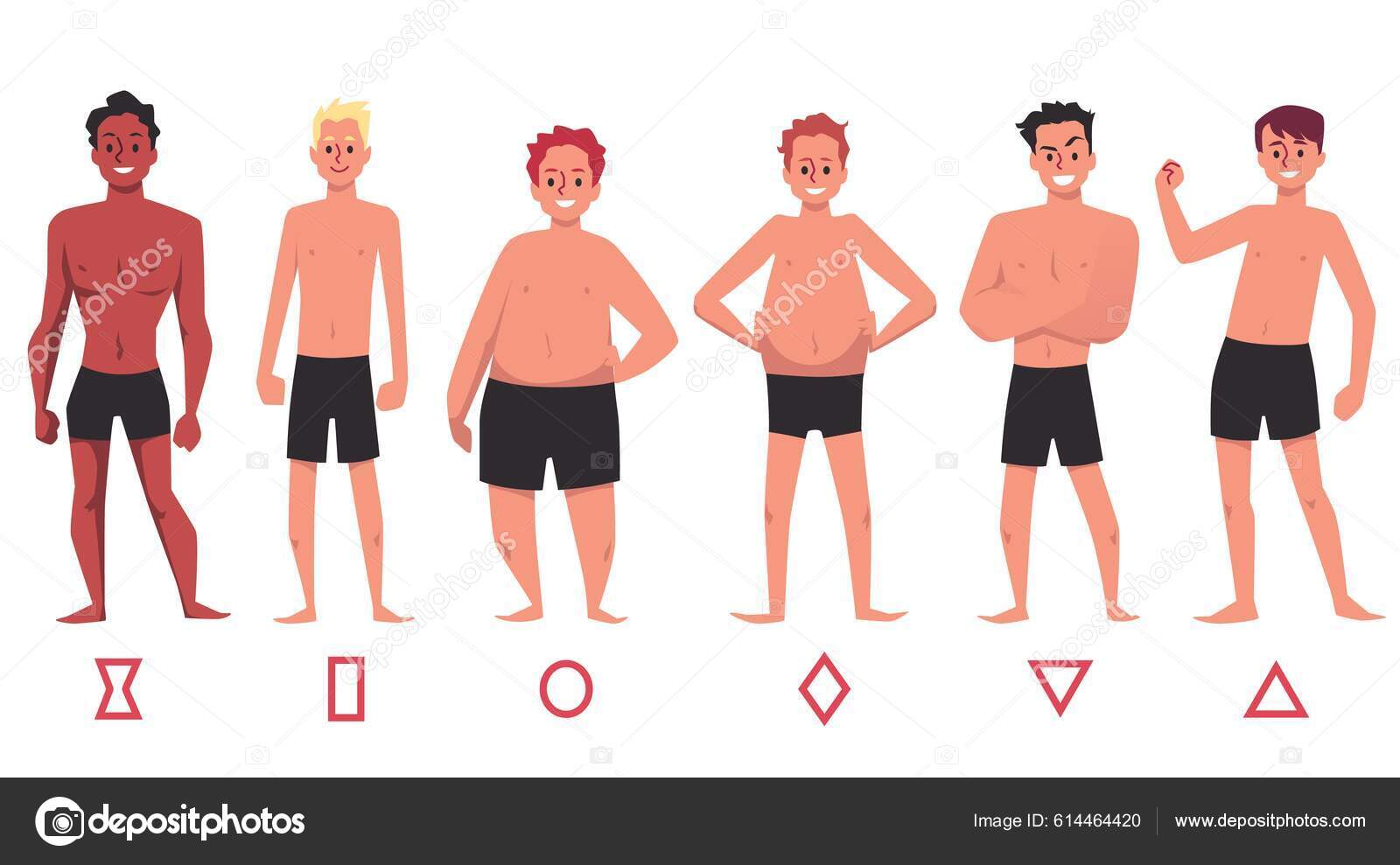 Conjunto Tipos Cuerpo Humano Figuras Masculinas Ilustración Vectorial ...
