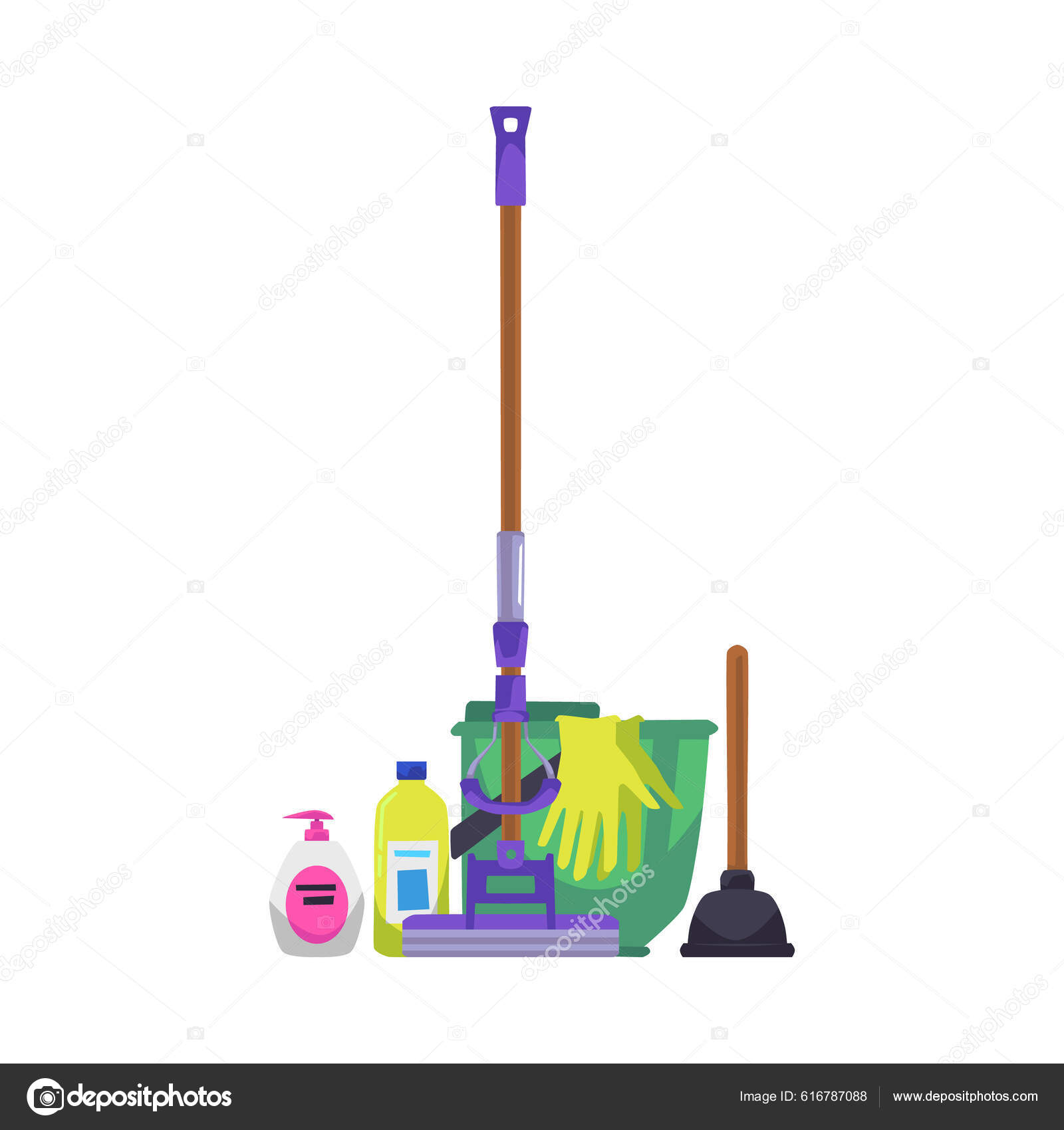 Cleaning Banner Design Poster Backdrop Various Cleaning Tools Mop ...