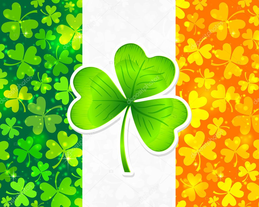 Drapeau irlandais avec les trèfles verts et orange — Image vectorielle ...