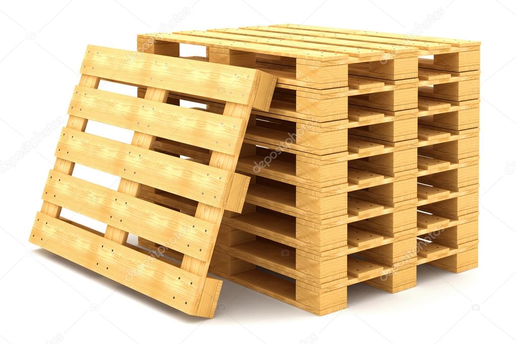 Shipping pallets isolated on white background — Stock Photo ...