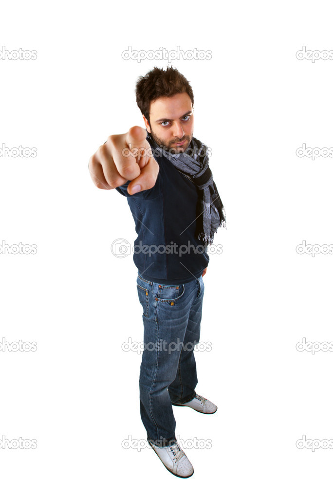 Portrait of a young man accuses with the finger Stock Photo by ...