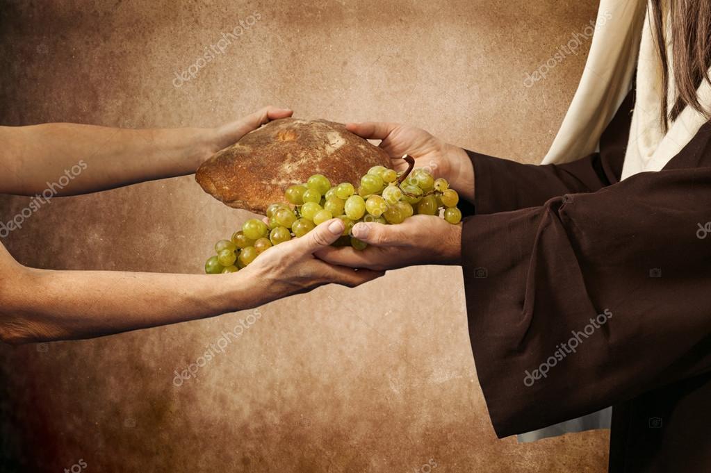 Jesus gives bread and grapes Stock Photo by ©AntonioGravante 38341101