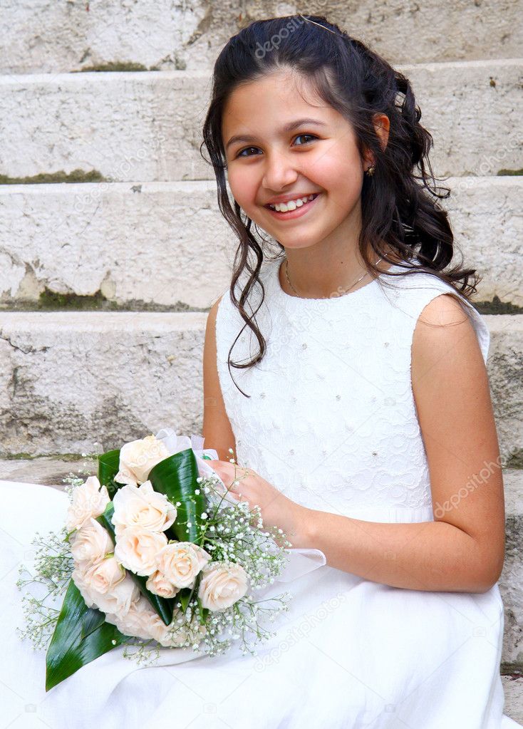 First Communion beautiful girl — Stock Photo © AntonioGravante #40211883