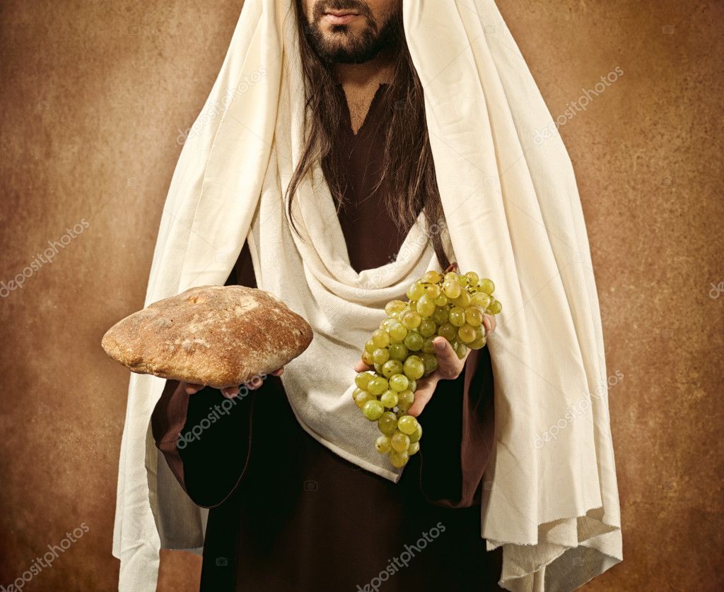 Jesus gives bread and grapes Stock Photo by ©AntonioGravante 43178585