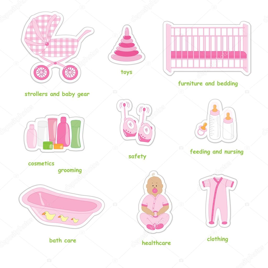 Newborn girl stickers Stock Vector by ©IShkrabal 22824824