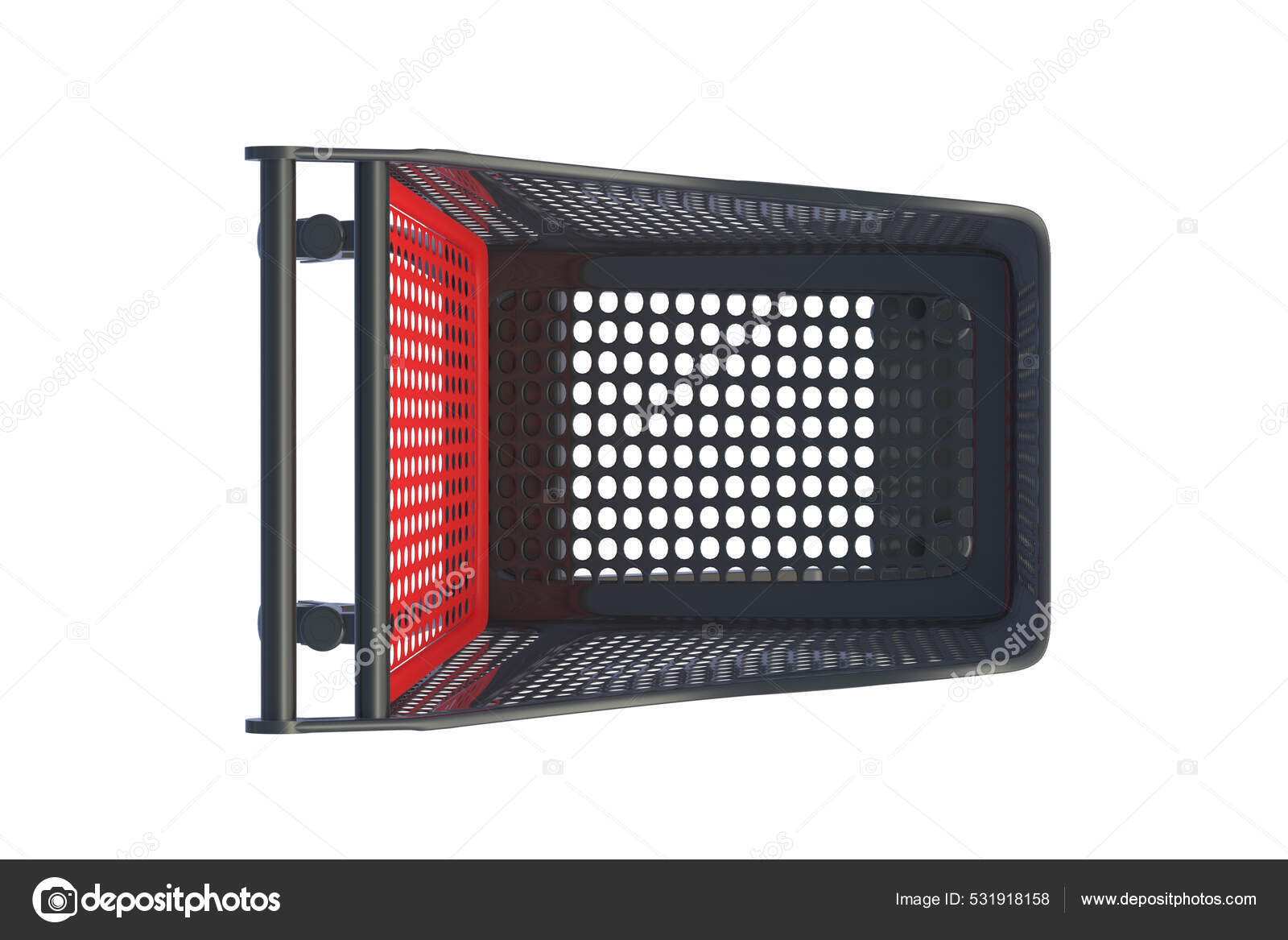 Modern Plastic Shopping Cart Trolley Isolated White Background Top View ...