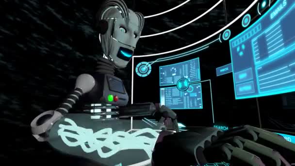 Futuristic Robot Accessing Touchscreen Technology — Stock Video ...