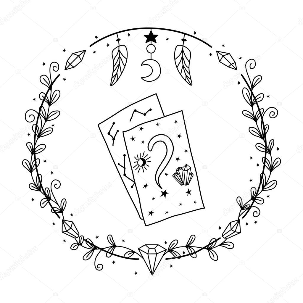 Divinación tarjetas vector dibujado a mano garabato ilustración ...