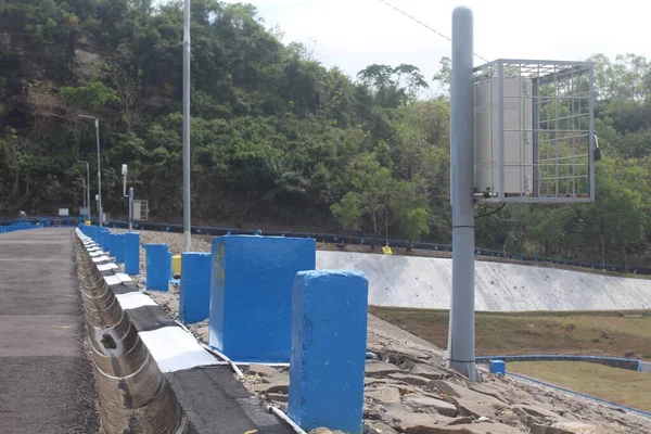 Data Logger box or Monitoring terminal box above the dam, device system ...