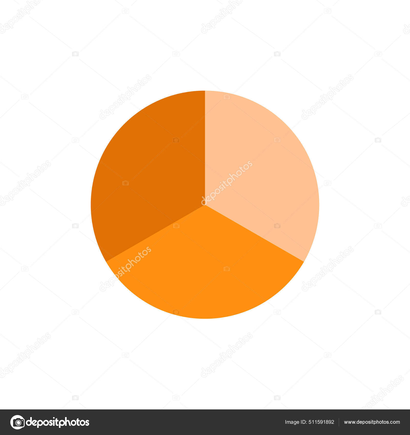 Pie Chart Three Same Size Sectors Vector Illustration White Background ...