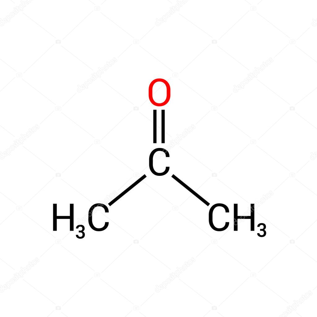 estructura química de la acetona (C3H6O) 2024