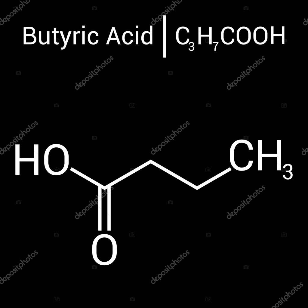 estructura química del ácido butírico (C3H7COOH) 2022