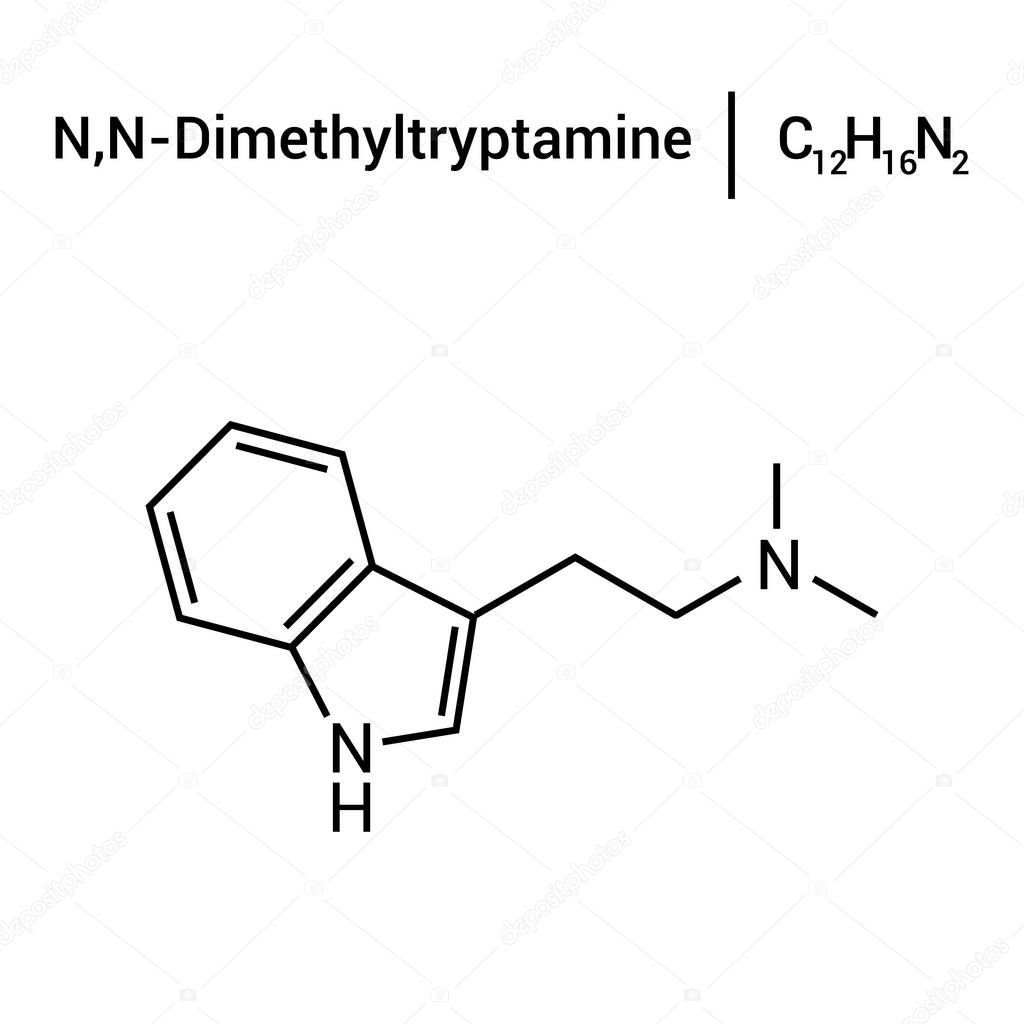 estructura química de N, N-dimetiltriptamina (C12H16N2) 2023