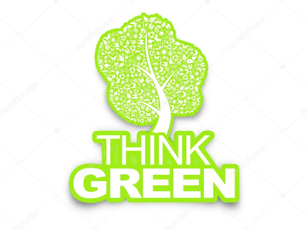 Think green Tree, Natural illustration, Environmentally Friendly, White ...