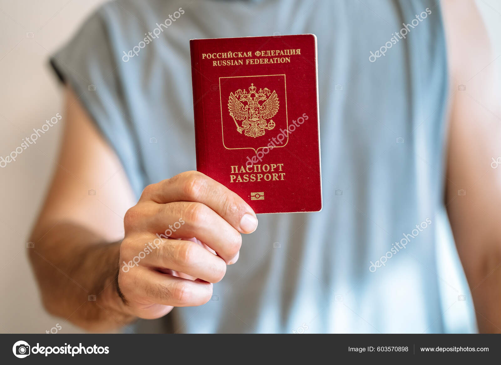 Russian Tourist Passport Hand Citizen Immigration Legalization Travel ...