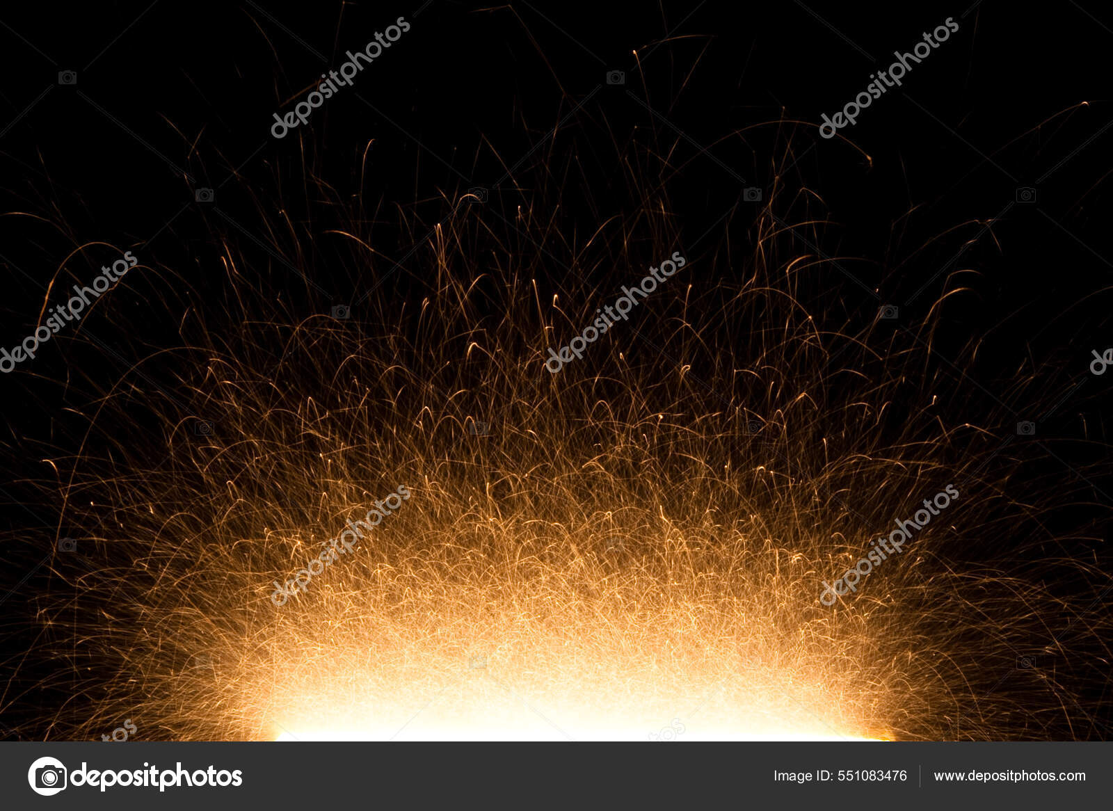 Fire sparks particles on black background for overlay design, shot ...