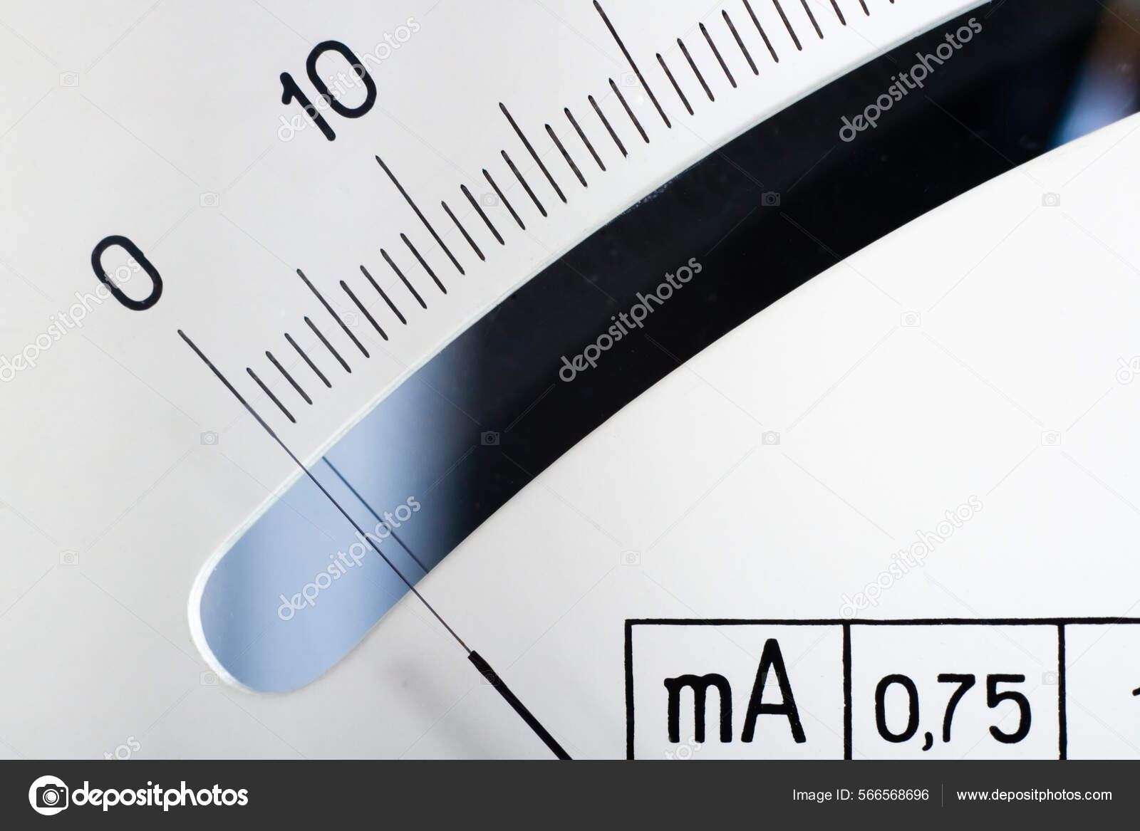 Scale with an arrow on a white background. Device for measuring the ...