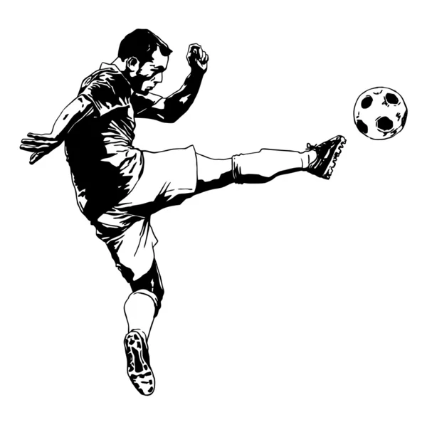 Jugador de fútbol con la pelota. dibujo de la mano — Vector de stock ...