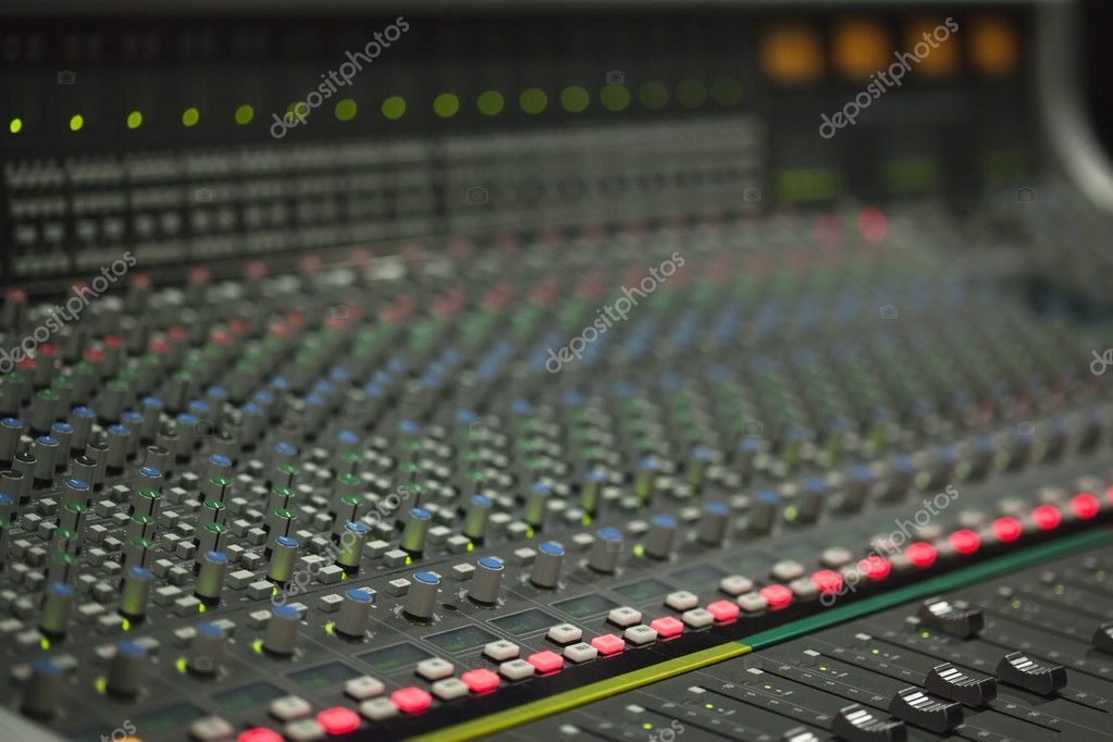 Large Music Mixer desk in recotding studio — Stock Photo ...
