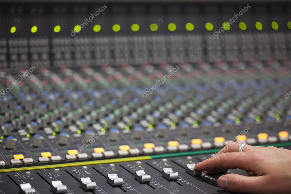 Large Music Mixer desk in recotding studio — Stock Photo ...