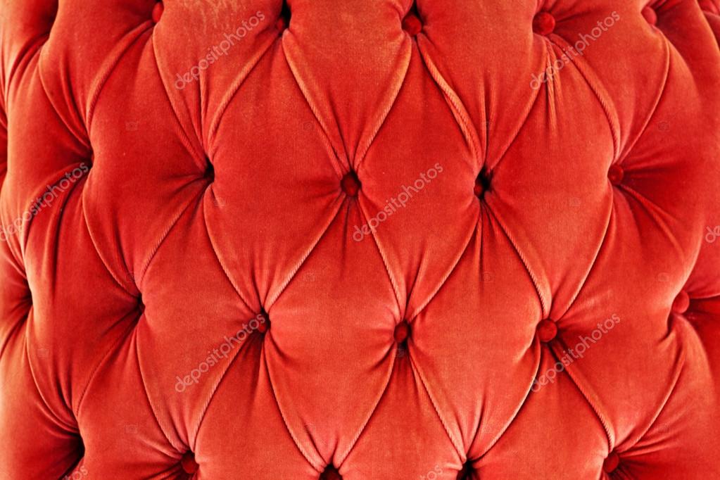 Red sofa upholstery velvet fabric — Stock Photo ...