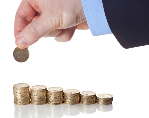 British pound sterling coins stack — Stock Photo ...