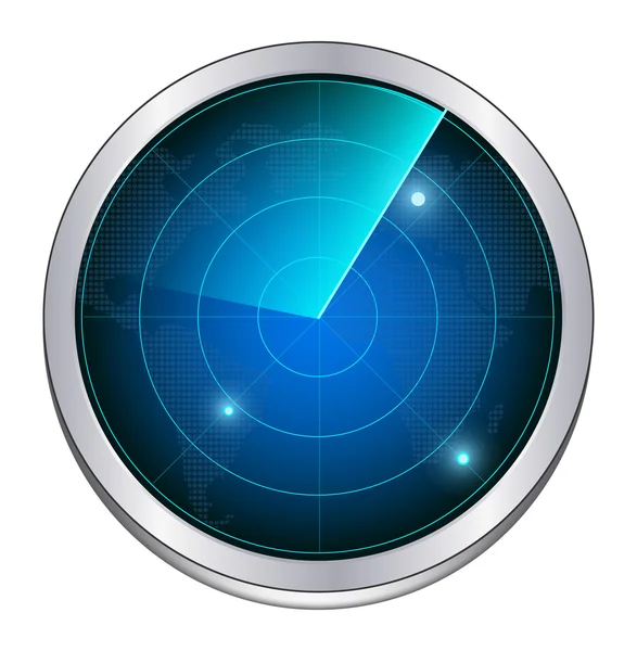 Radar screen with steel compass rose — Stock Vector © Makhnach #13424835
