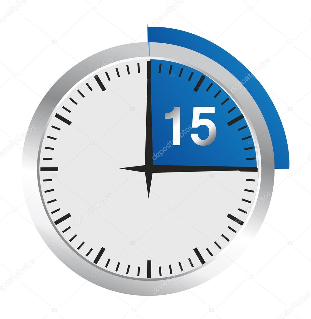 15 minutos para ir do relógio — Vetor de Stock © sarahdesign85 #41725151