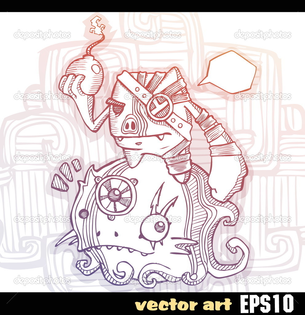 One-eyed creature with a bomb.Vector Illustration Stock Vector Image by ...