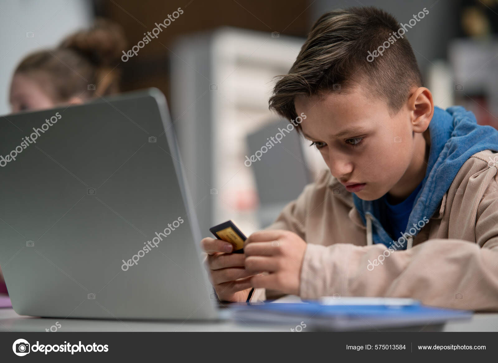 Schoolboy Using Computer Classroom School Stock Photo by ©halfpoint ...