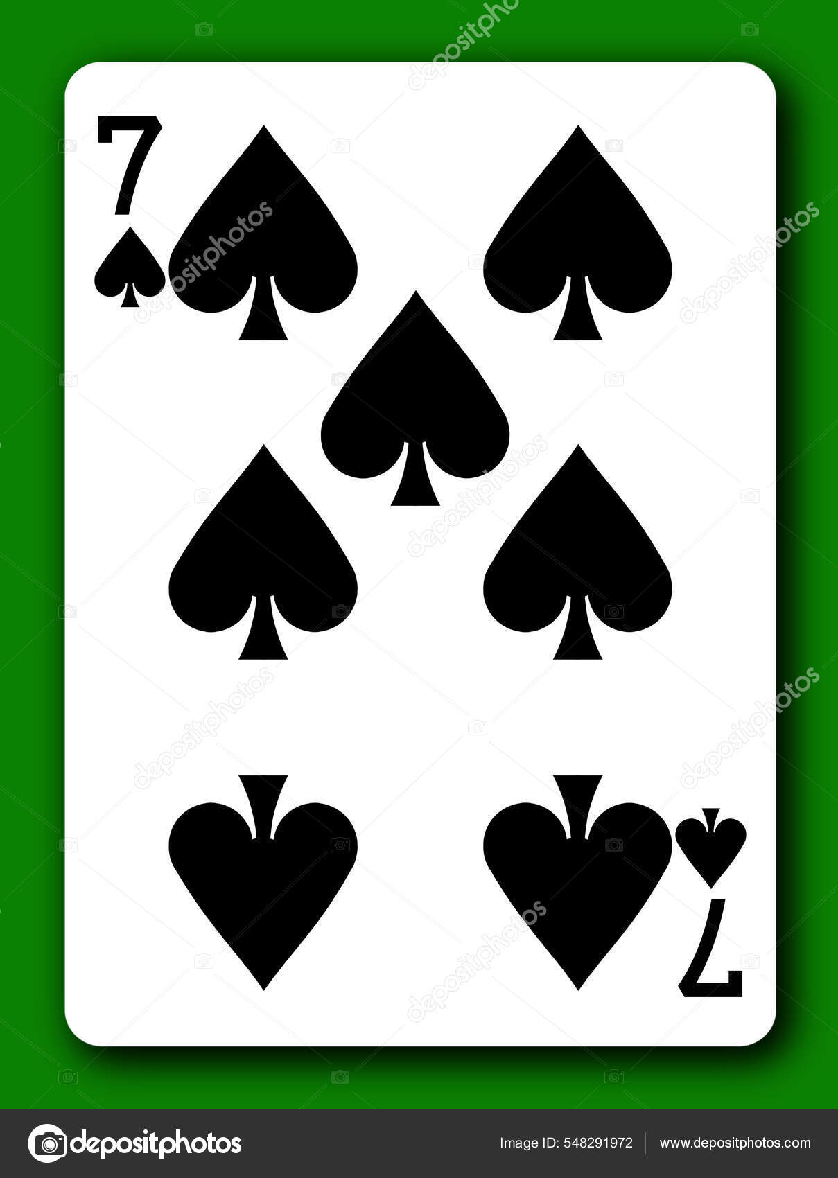 7 Seven of Spades playing card with clipping path 3d illustration Stock ...